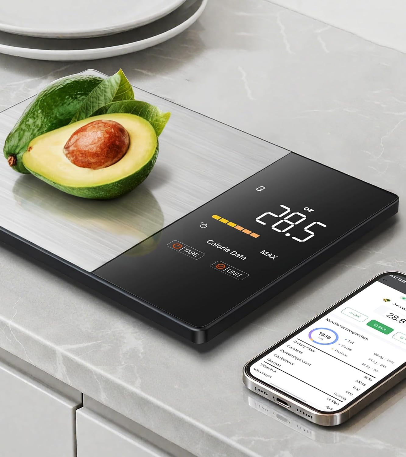 Smart Nutrition Food Scale with LED Display, Tracks Calories, Fat ...