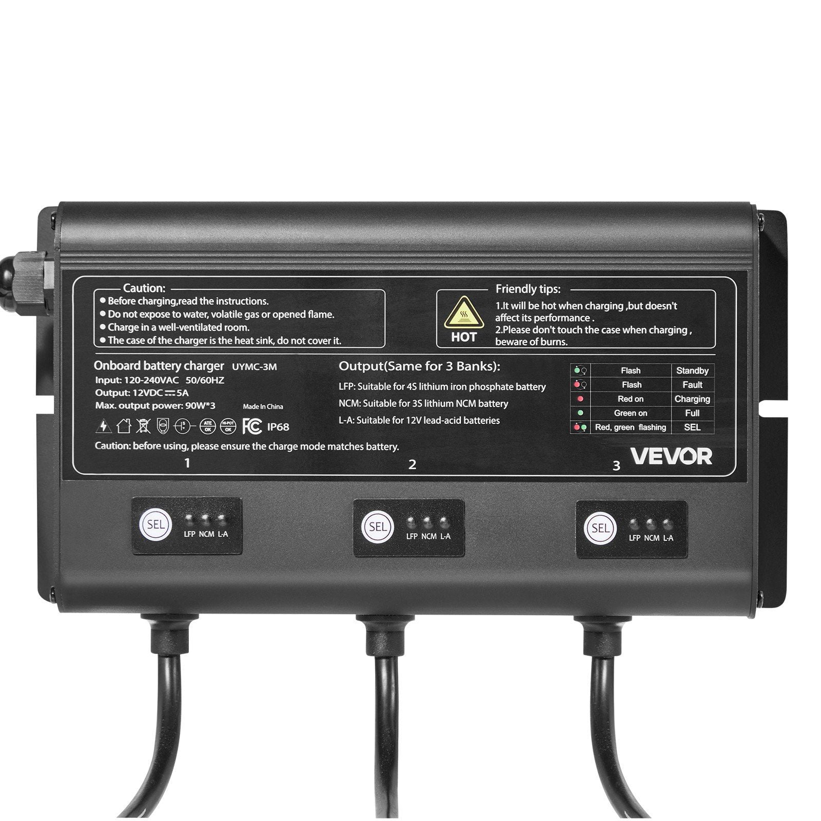 Smart On-Board Marine Battery Charger,5A 12V 3-Bank Waterproof Charger ...