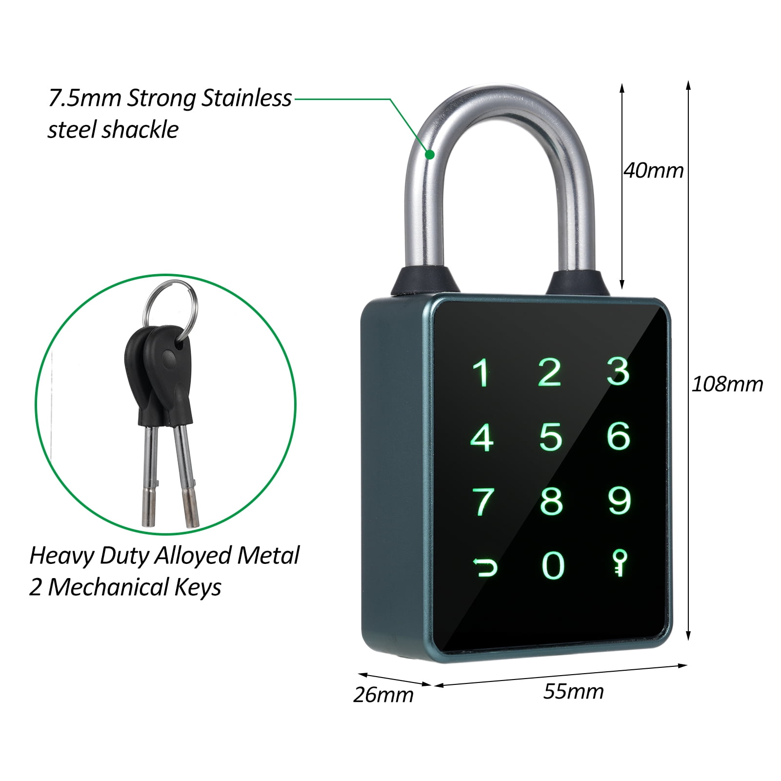 Smart Padlock BT Keypad Smart Lock Entry Front Door Lock Combination Lock Water Resistant APP ...