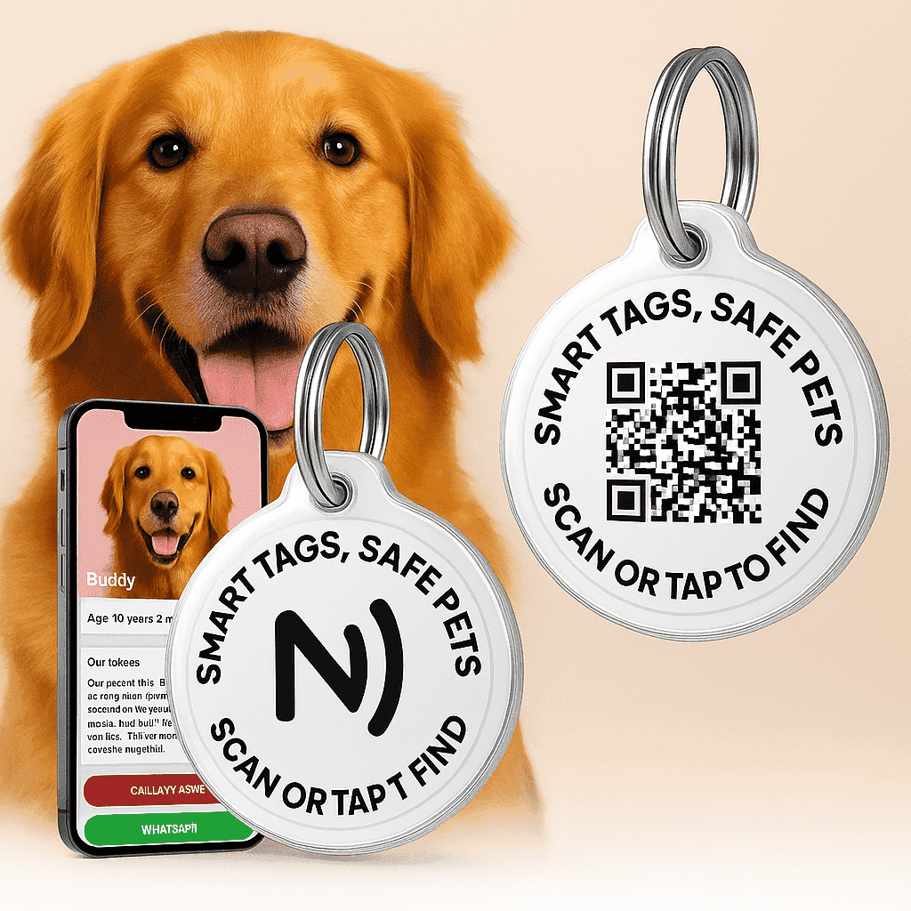Smart Pet ID Tag with QR Code & NFC – Epoxy Coated Waterproof PVC ...
