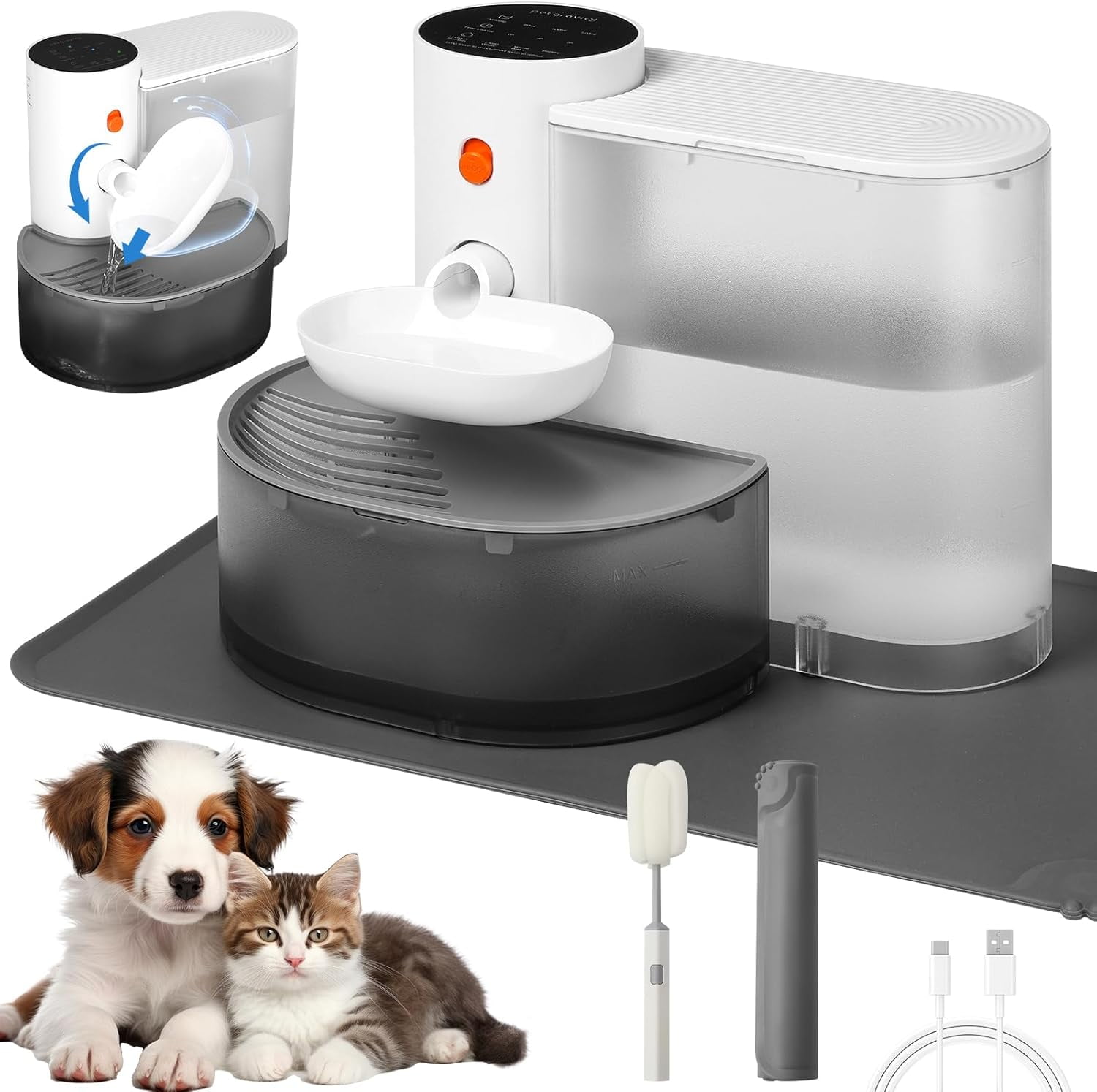 Smart Pet Water Fountain, 3L Large Automatic Cat Water Dispenser ...