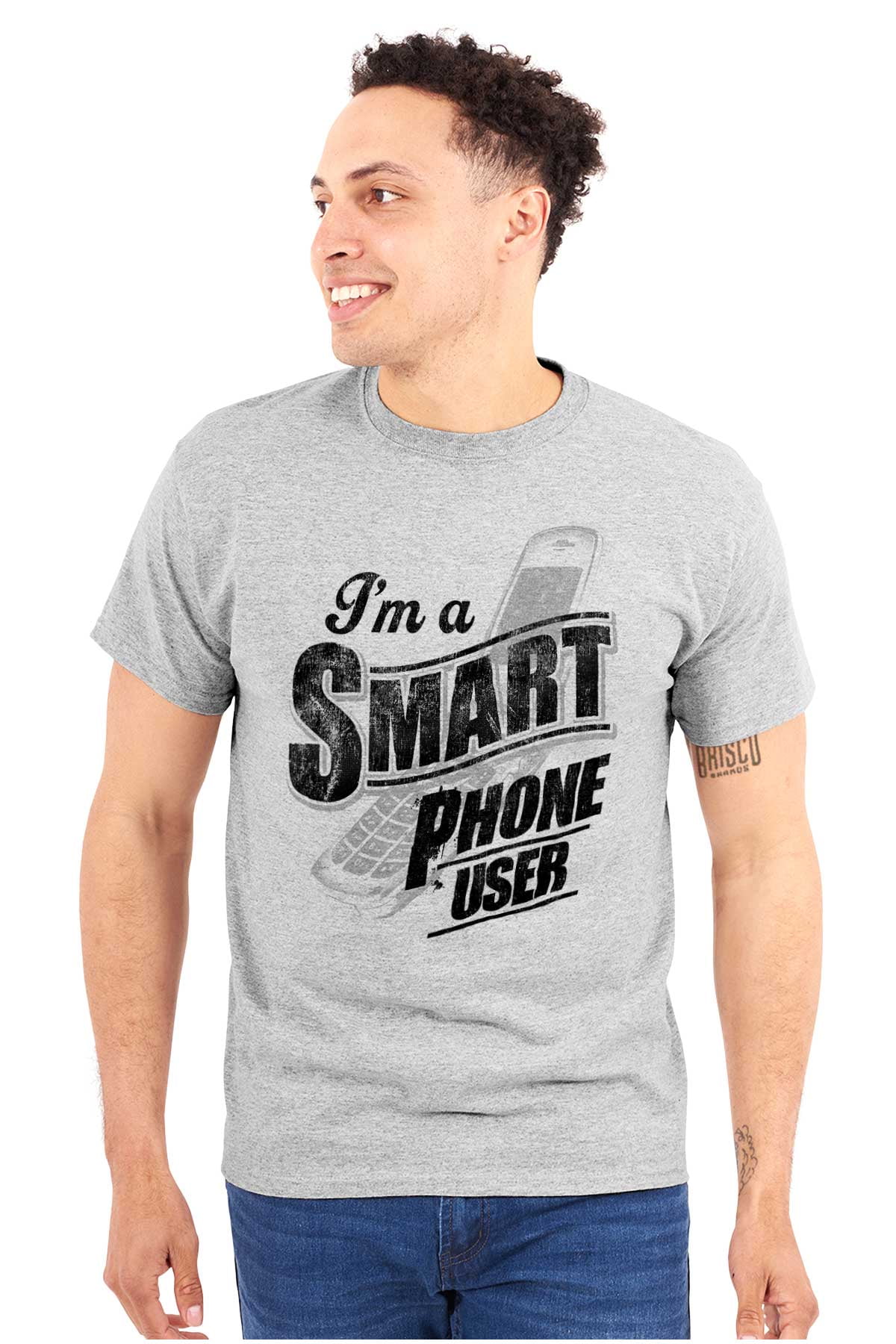 Smart Phone User Cell Mobile Device Plus Size Crewneck Graphic Tee ...