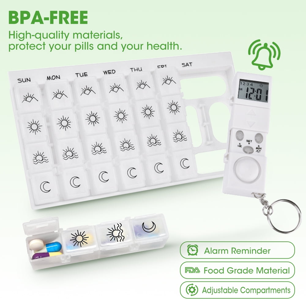 Smart Pill Organizer 28 Compartments – Programmable Daily Medication ...