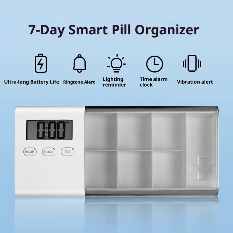 Smart Pill Organizer, Pill Box Alarm Clock, beep, Vibration, LED Light ...