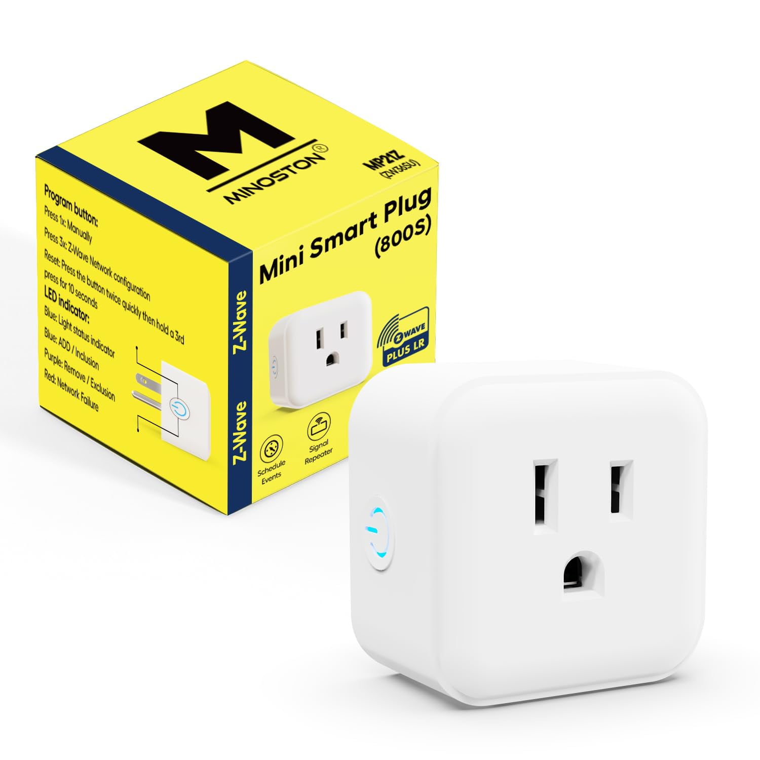 Smart Plug, 15A Mini Z-Wave 800 Series Plug-in Socket with Built-in ...
