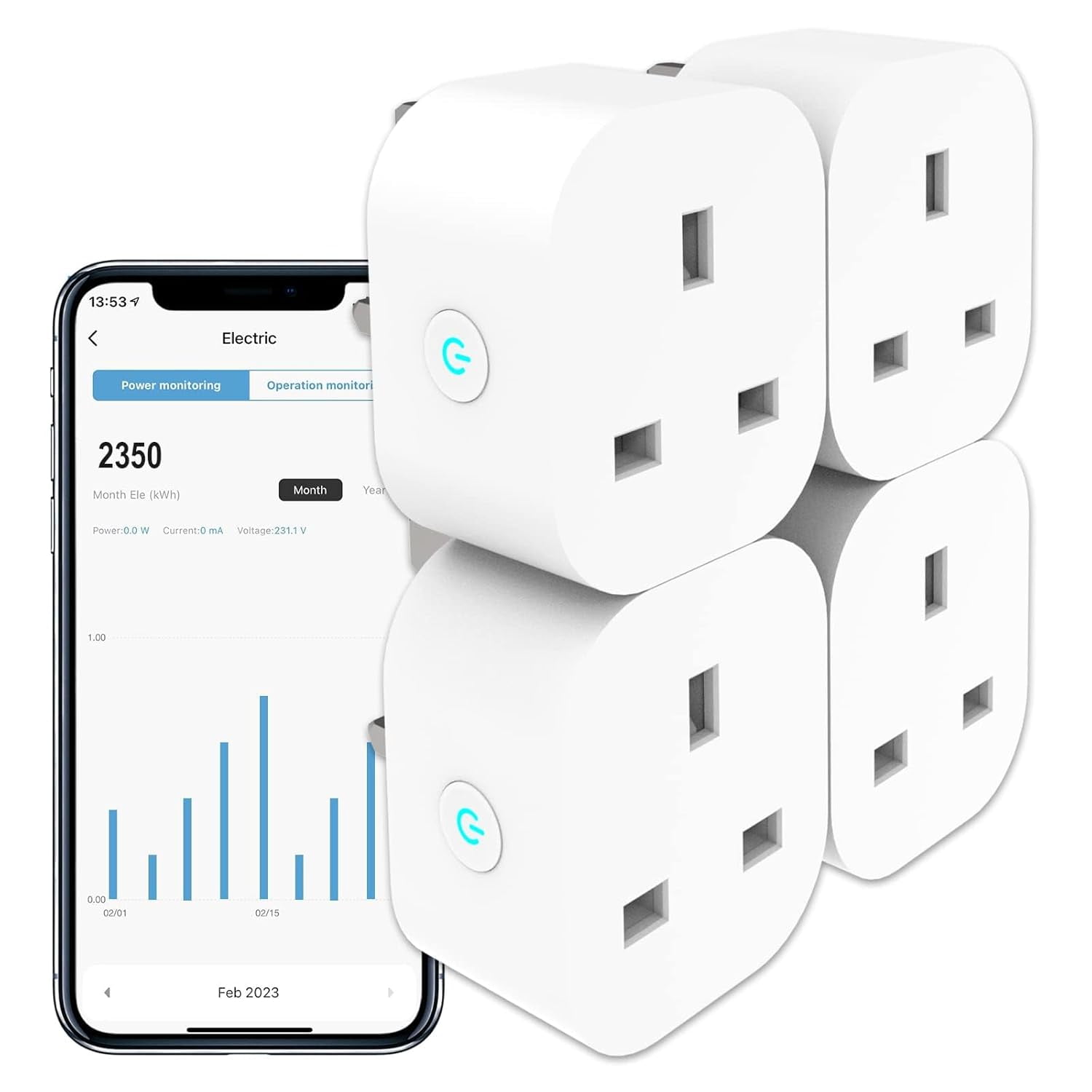 Smart Plug with Energy Monitoring, Alexa Voice Control, 2,4GHz WiFi ...