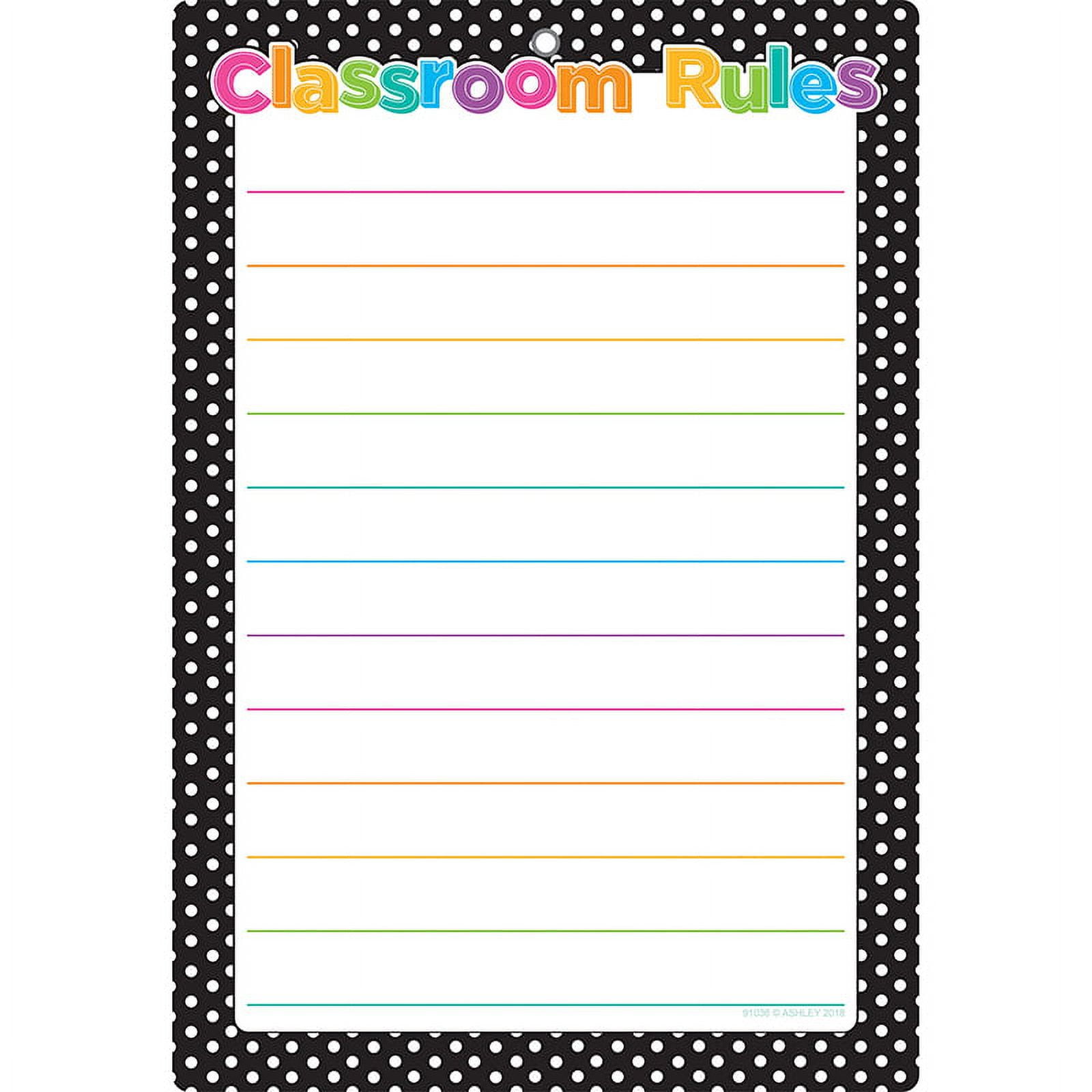 Smart Poly™ Chart, 13" x 19", B&W Polka Dots Classroom Rules, w/Grommet ...