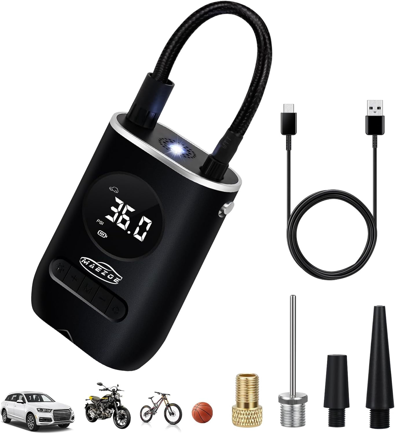 Smart Portable Air Compressor Tire Inflator - Cordless Electric Air ...