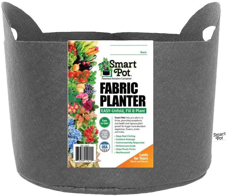 Smart Pots 5-Gallon Smart Pot Soft-Sided Container, Black with Cut ...