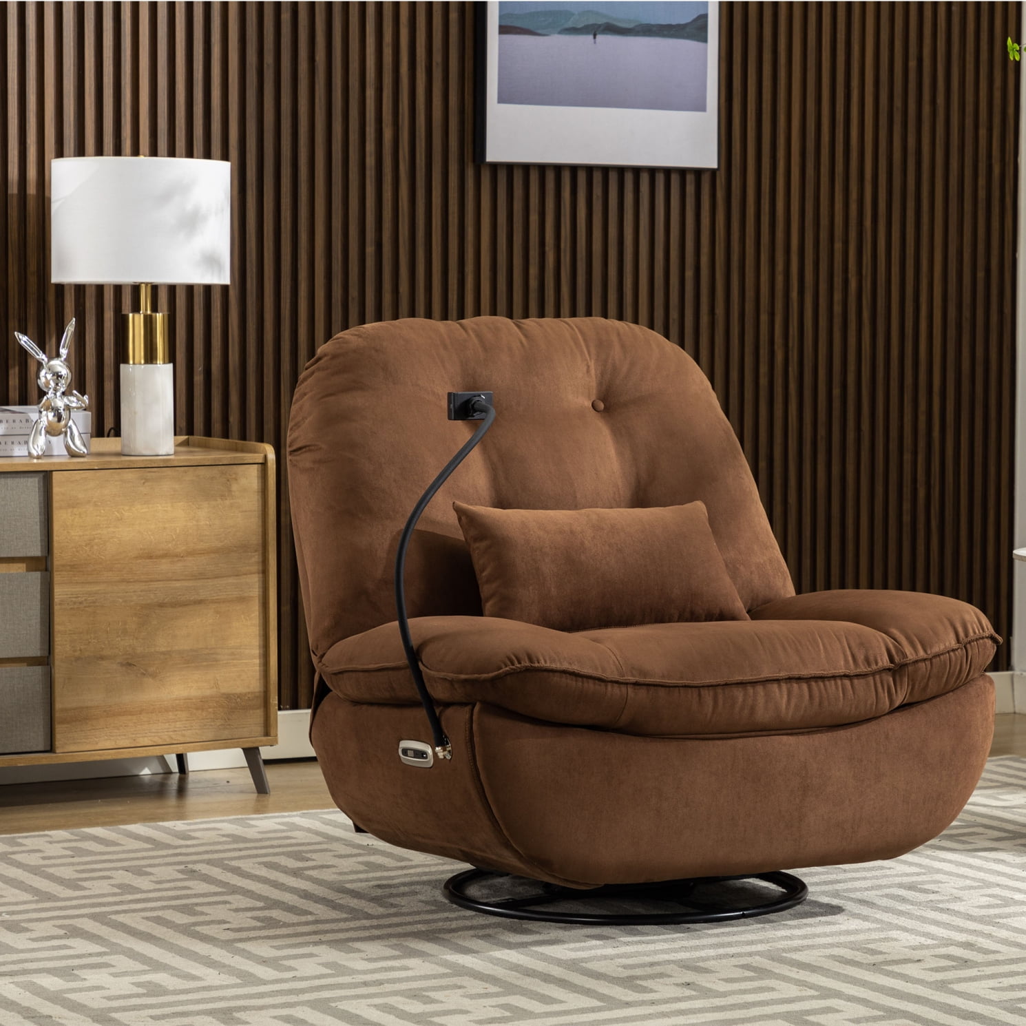 Smart Power Recliner Sofa, Single Swivel Chair with USB Port, Bluetooth ...
