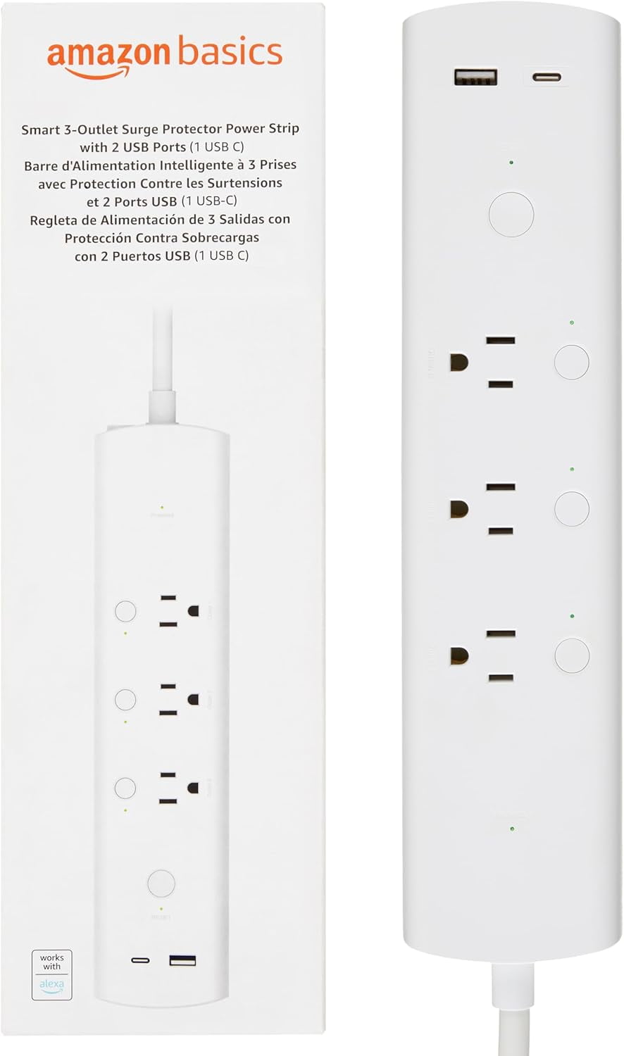 Smart Power Strip with 3 Individually Controlled Outlets and 2 USB ...