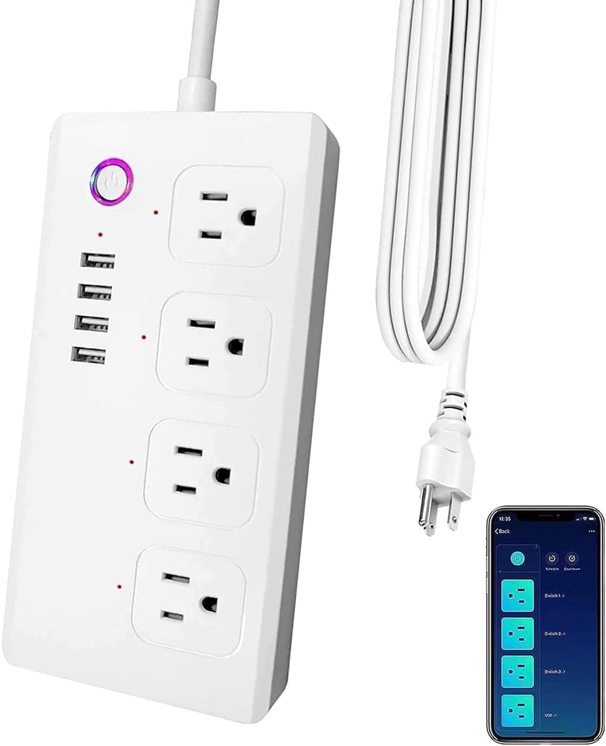 Smart Power Strip,4 USB Ports,and 4 Independently Controlled Smart ...