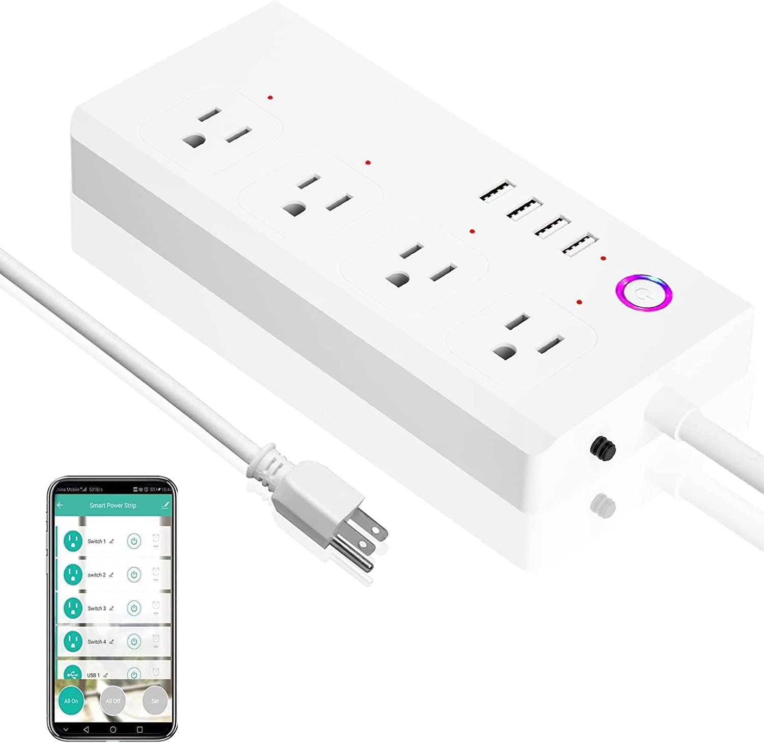 Smart Power Strip, Surge Protector with 4 Individually Controlled Smart ...