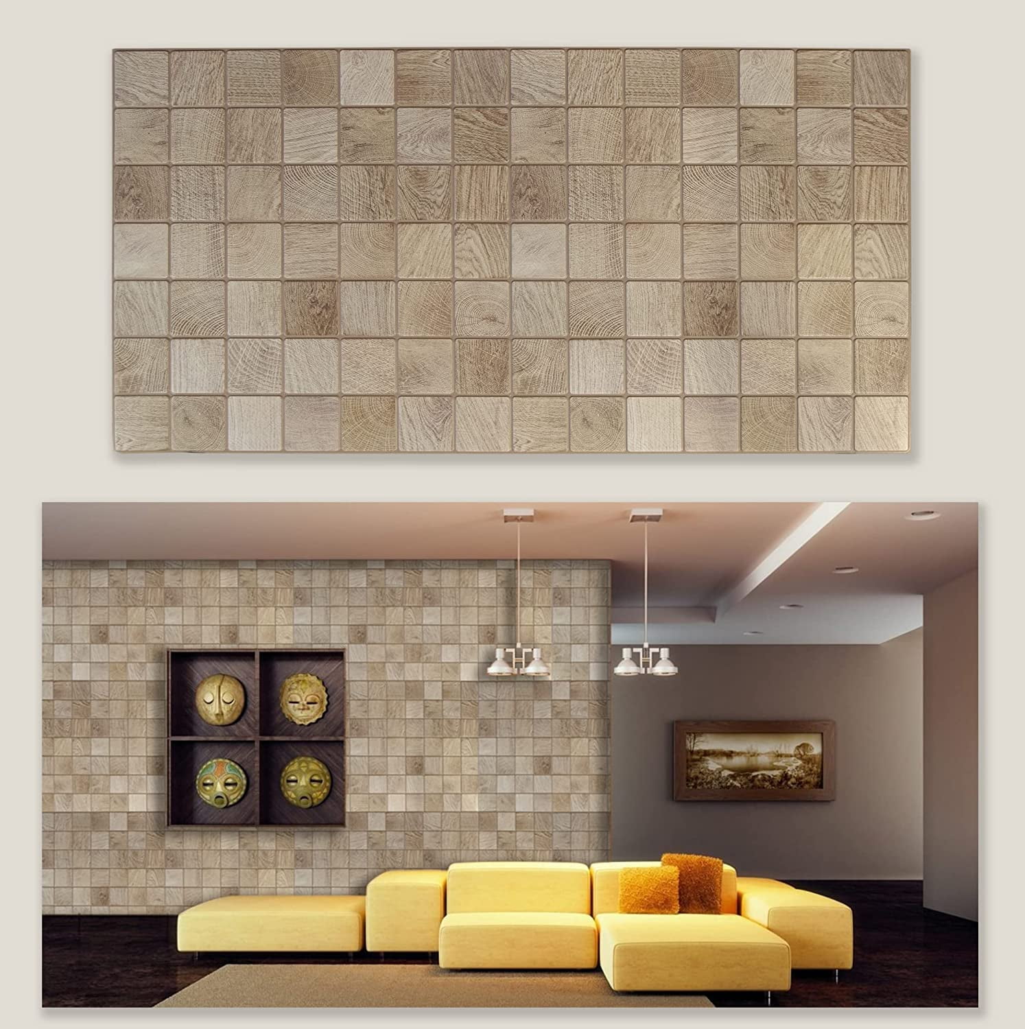 Smart Profile 3D Wall Panels, PVC, 20 Pack, 106 sq ft, 37.8 x 18.9 in ...