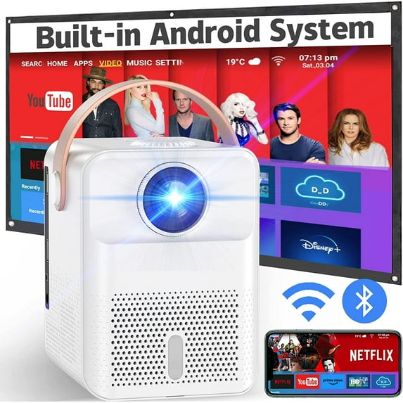 Sainyer Smart Projector 4K, 300â€ Display, Android System, WiFi and ...