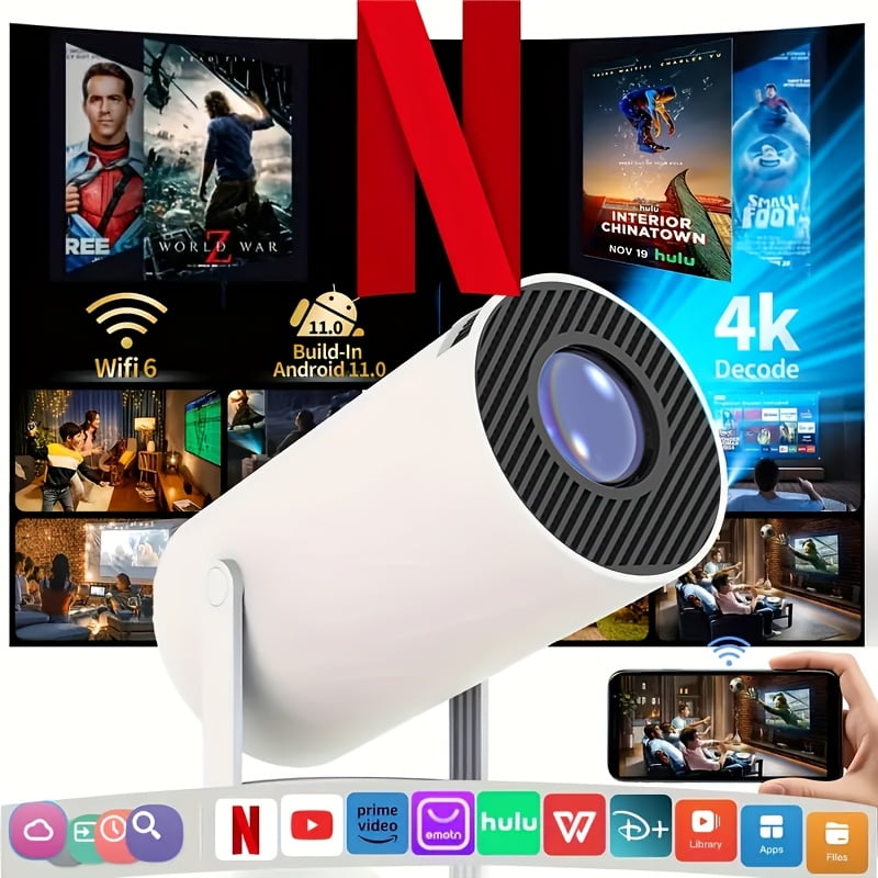 [Smart Projector] Supports 4K, 180° Rotation, Trapezoidal Correction, And Is Compatible With ...