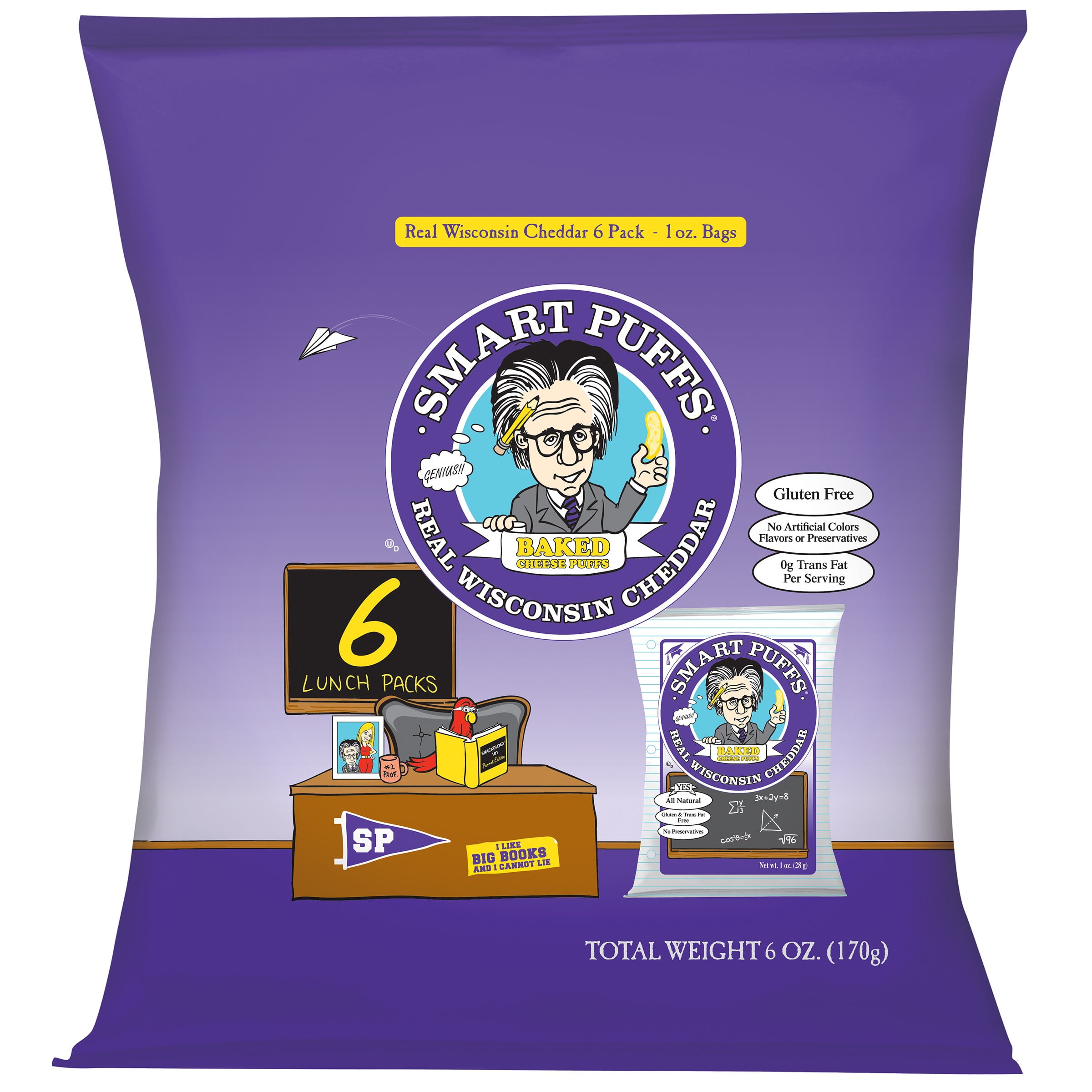 Smart Puffs Cheese Puffs, Baked, Real Wisconsin Cheddar 6 Ct - Walmart.com