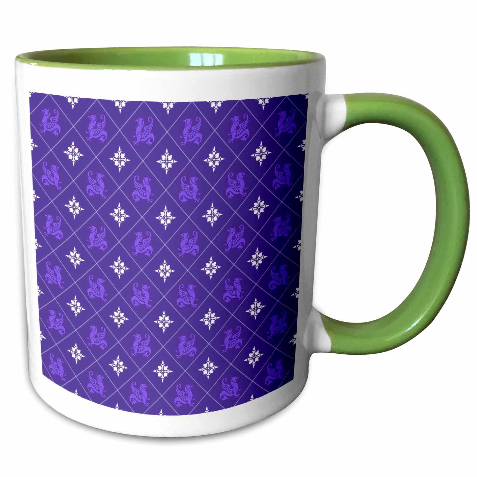 3drose, Smart Purple Gryphons and White Compass Points Pattern, 11oz ...