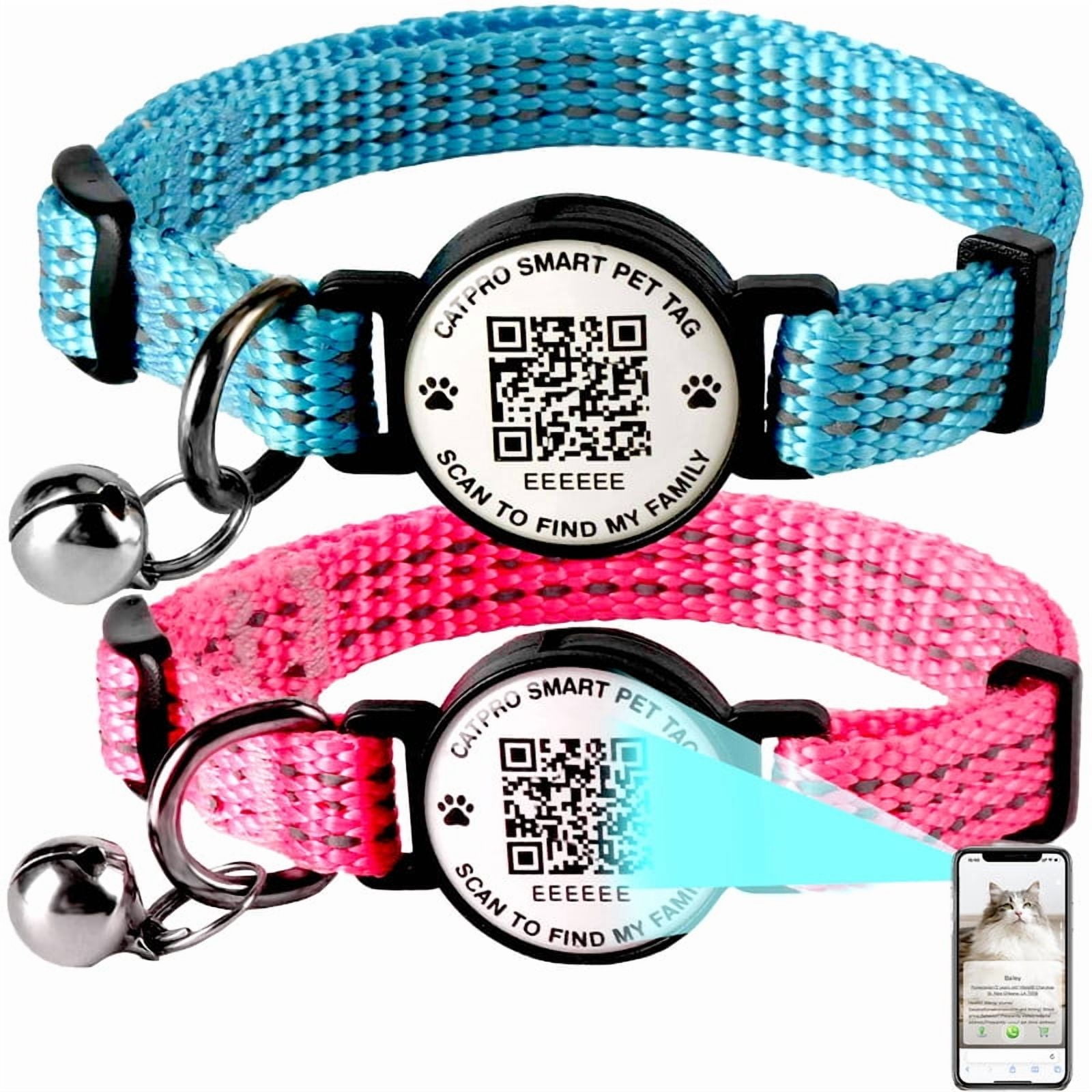 Smart QR Code Pet ID Personalized Tag Cat Collar, Reflective Nylon with ...
