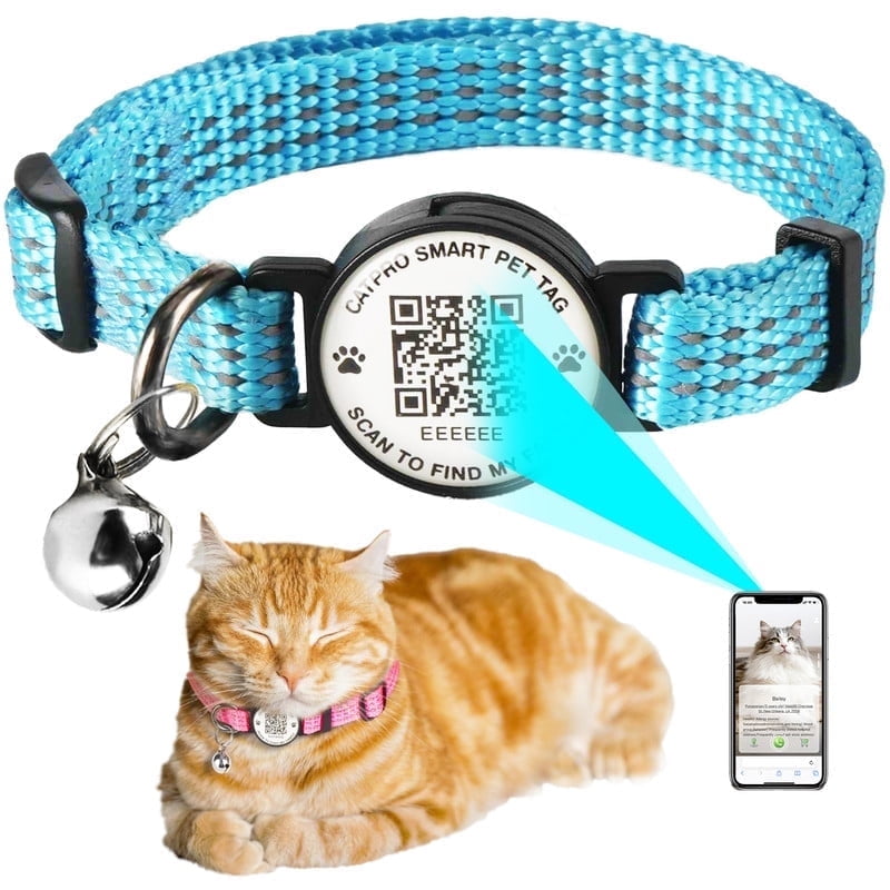 Smart QR Code Pet ID Personalized Tag Cat Collar, Reflective Nylon with ...
