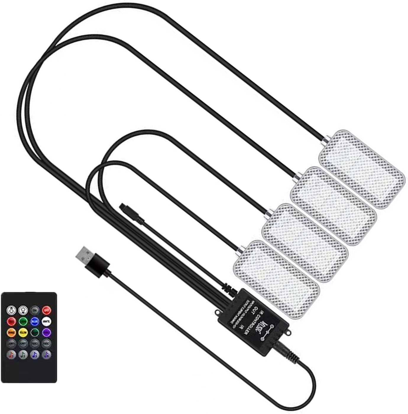 Smart RGB Car Interior LED Lights with DIY & Music Sync Modes - 12V ...
