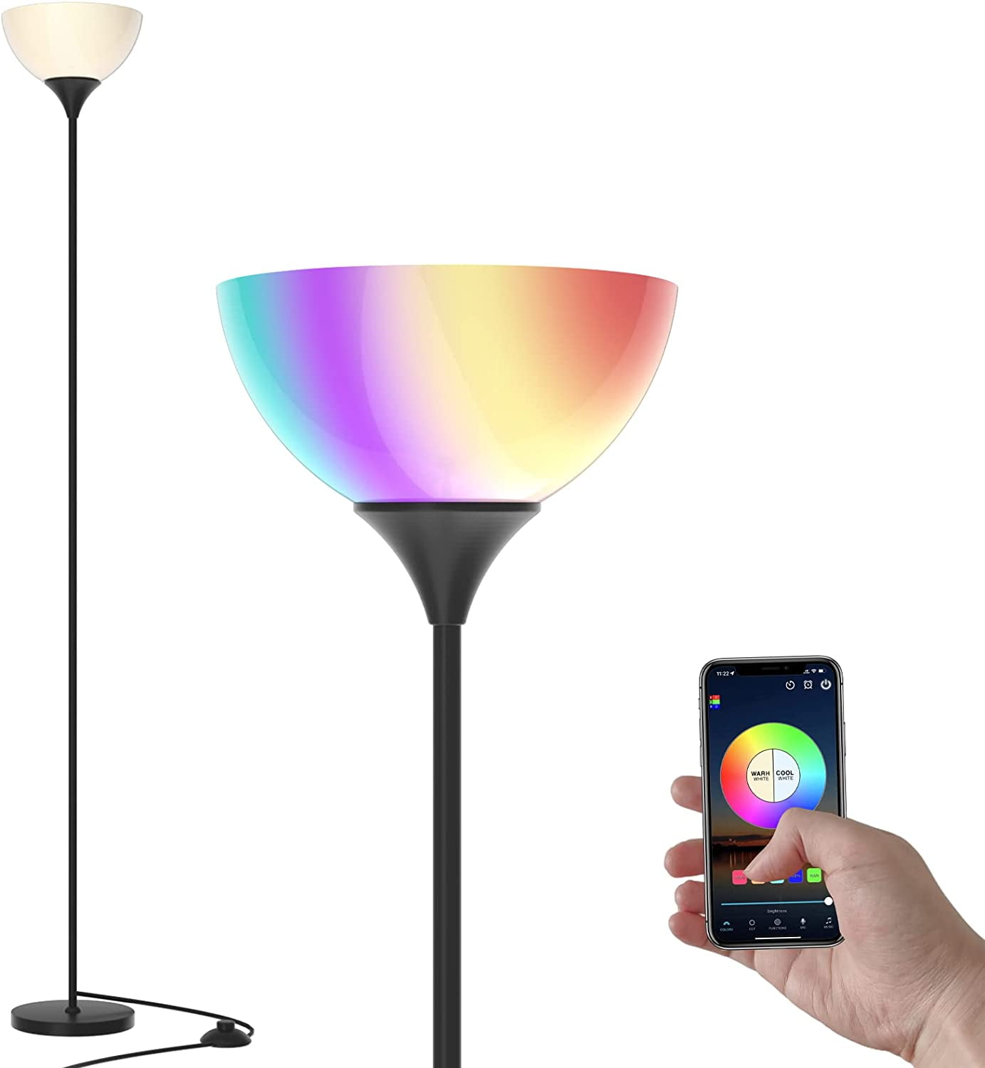 Smart RGB Floor Lamp Work with Alexa, Google Assistant WiFi App, Modern ...