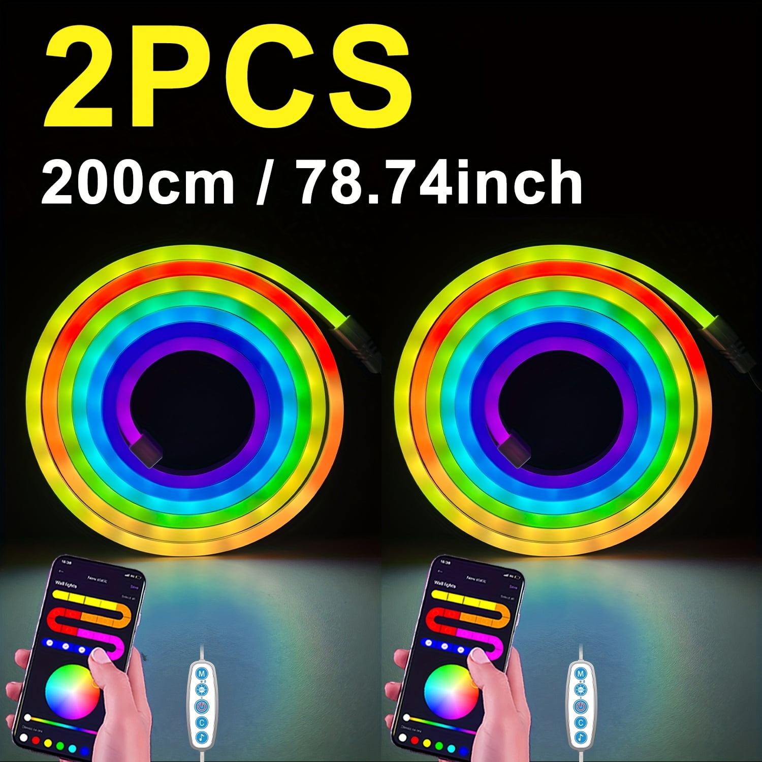Smart RGB LED Neon Light Strip, App/Music Sync, DIY Color Chasing ...
