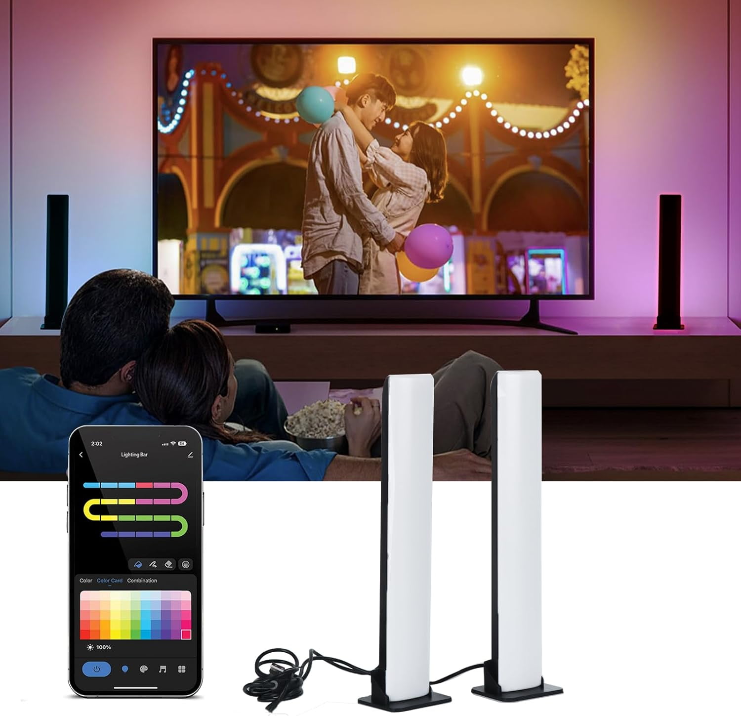 Smart RGB Light Bar, Music Sync Gaming Light Bars for Desk, Color ...