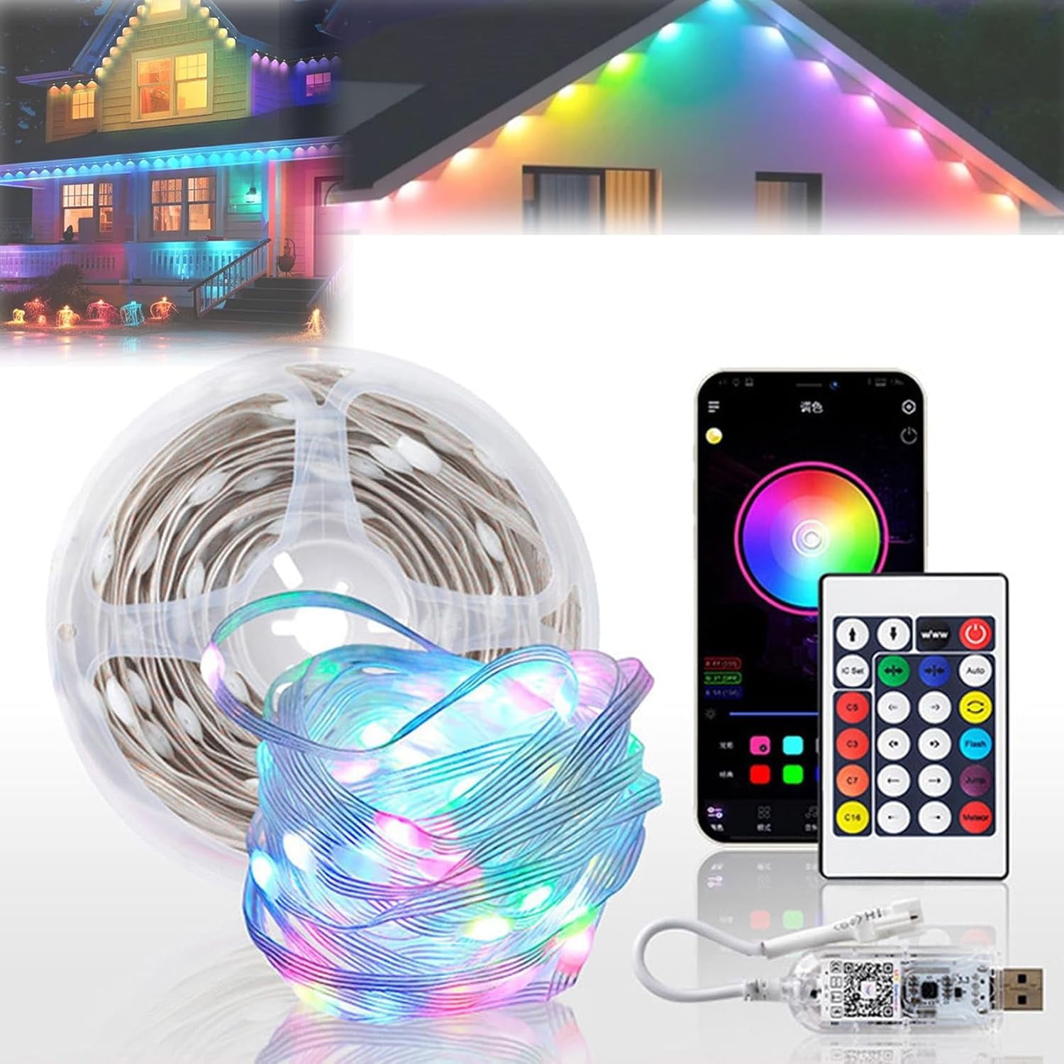 Smart Rainbow LED Permanent Outdoor Light - Smartlight, Wi-Fi Bluetooth ...