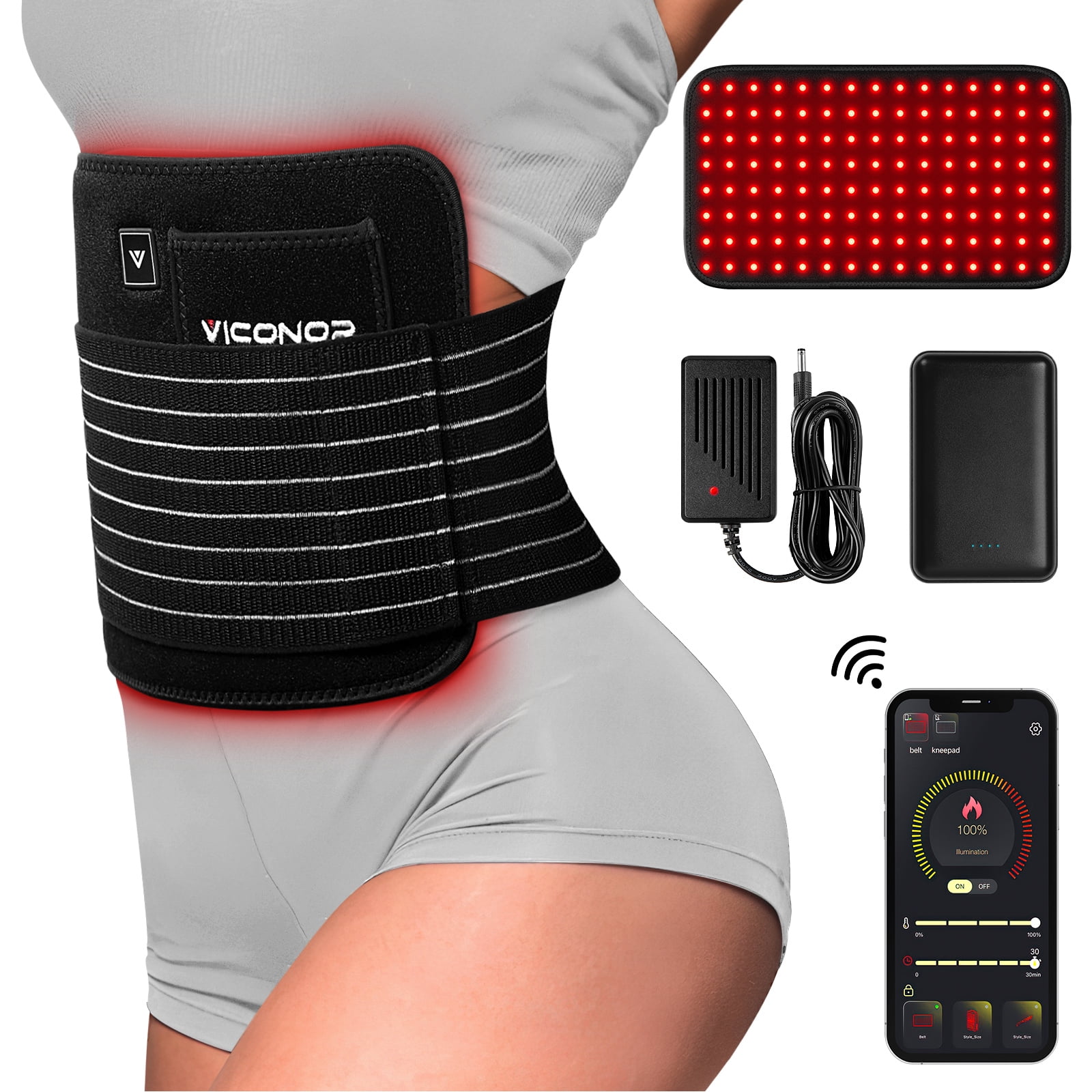 Smart Red Light Therapy Belt with App Control - Dual Mode (Heat/EMS ...
