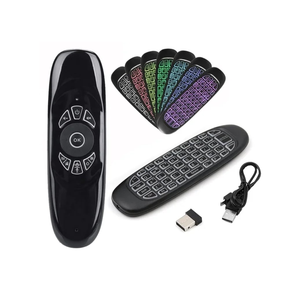 Smart Remote Control Air Mouse Keyboard Wireless Backlit Remote Controller Rechargeable 2.4G TV ...