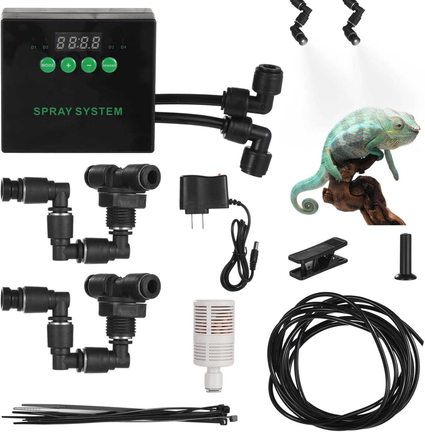 Smart Reptile Misting System with Timer, 2 Rotating Spray Nozzles ...