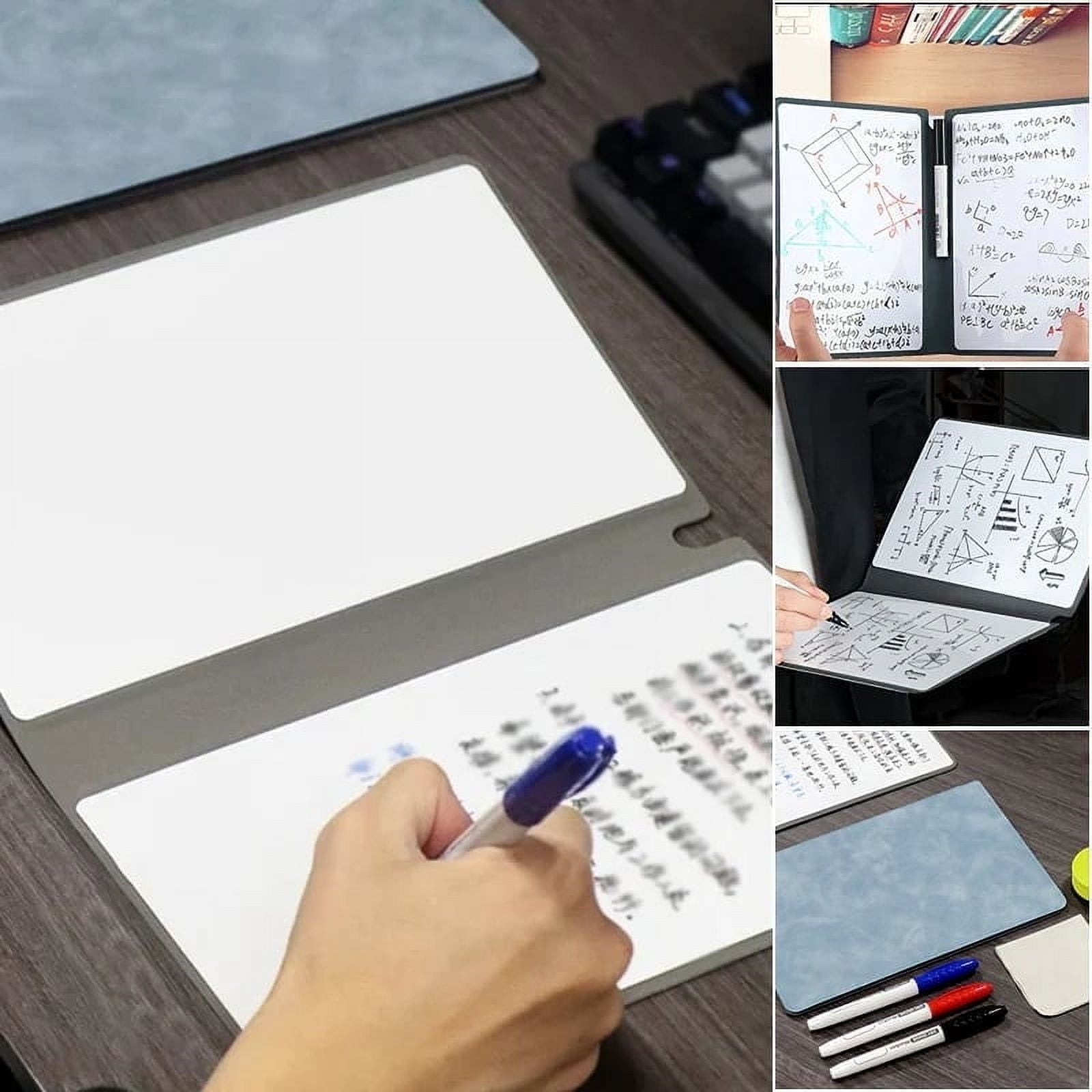 Smart Reusable Leather Whiteboard NoteBook with 3 Pens, Cloth & Eraser ...
