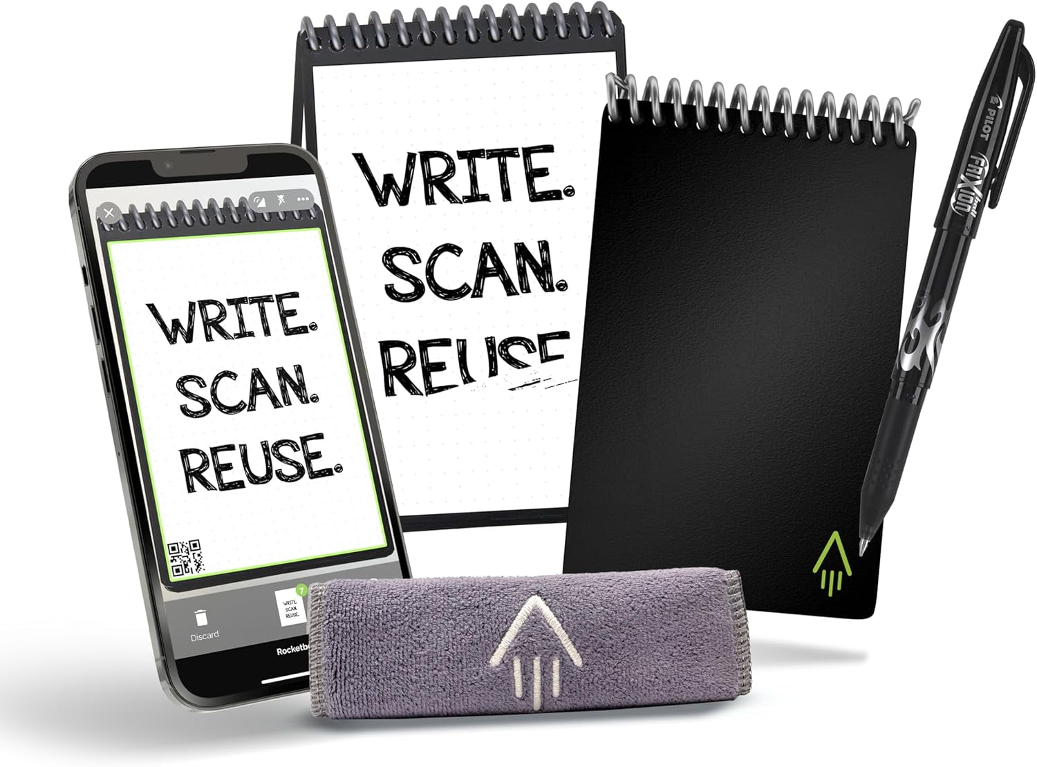 Smart Reusable Notebook, Mini Spiral Notebook, Infinity Black, (3.5" x ...