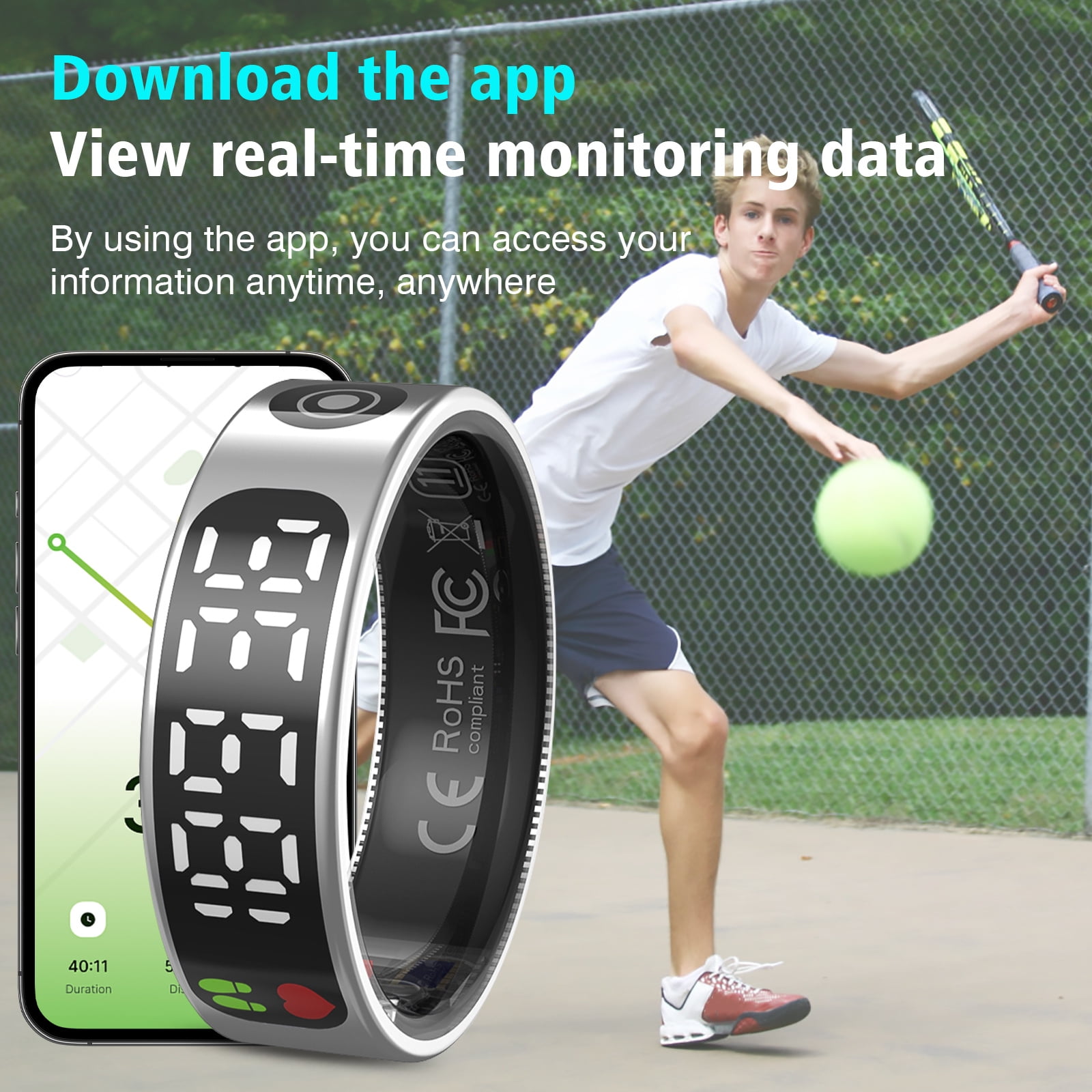 Smart Ring with Display: Wireless Health Tracker for Sleep, Steps ...