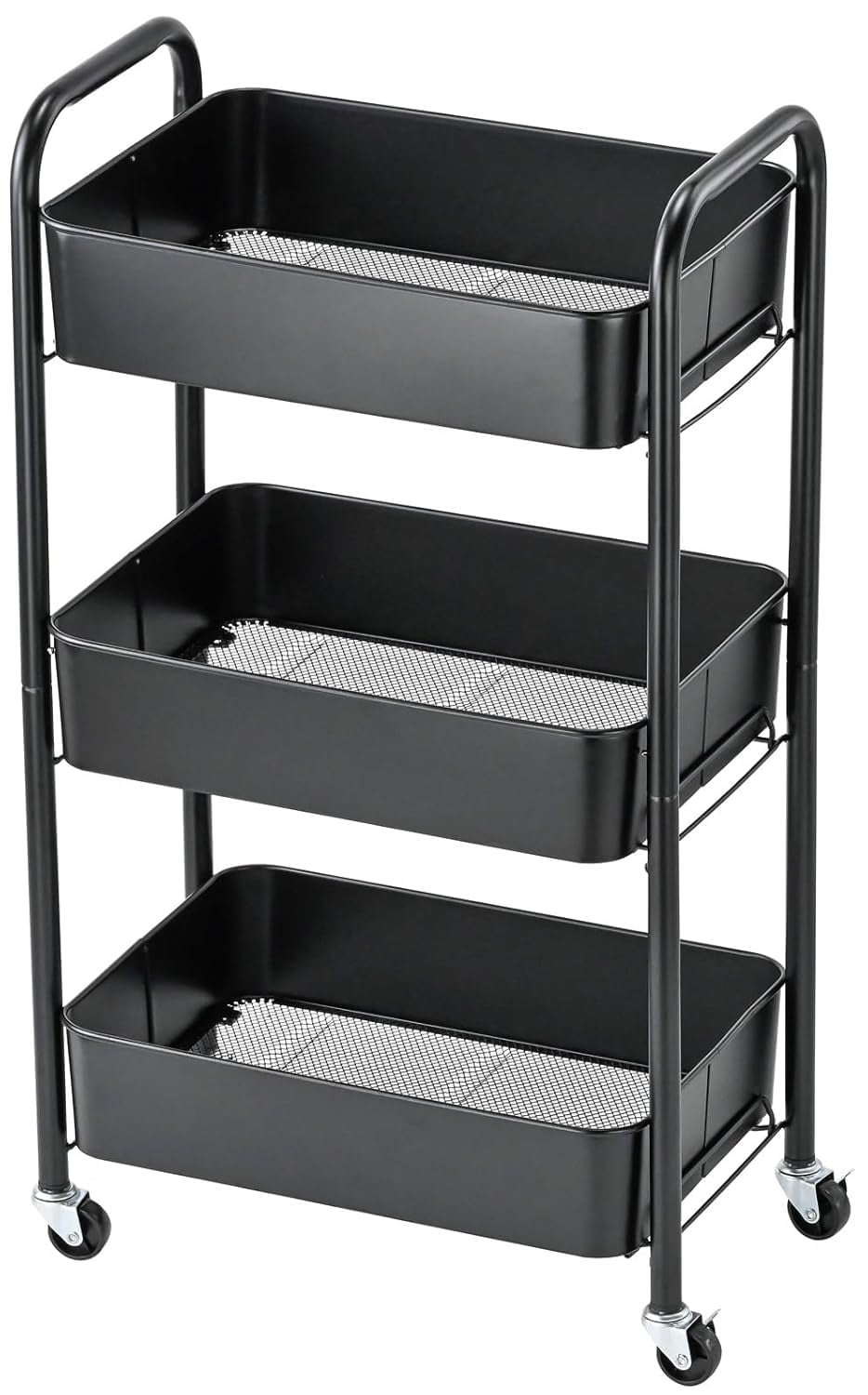 Smart Saver 3 Tier Heavy Duty Metal Storage Serving Cart with Wheels ...