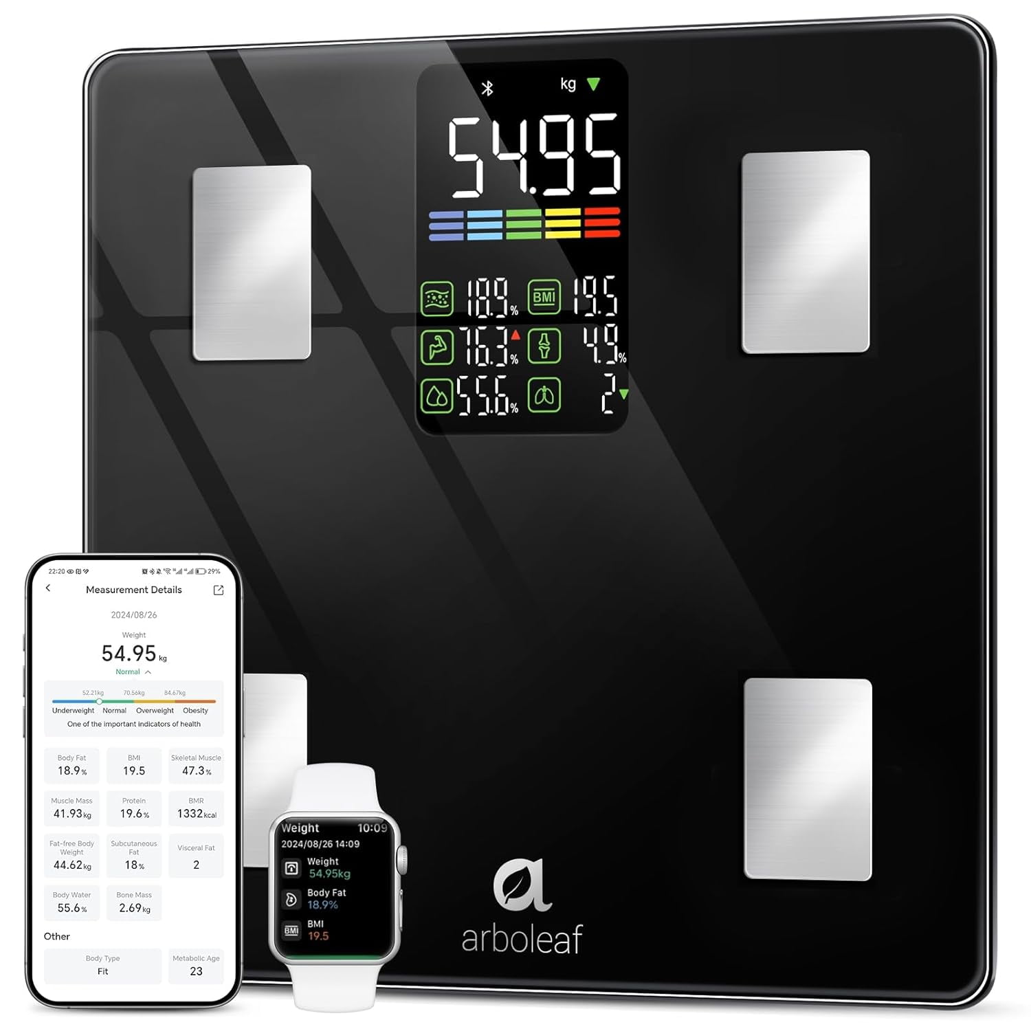 Smart Scale with BMI, Body Fat, Muscle Mass, 14 Composition Metrics ...