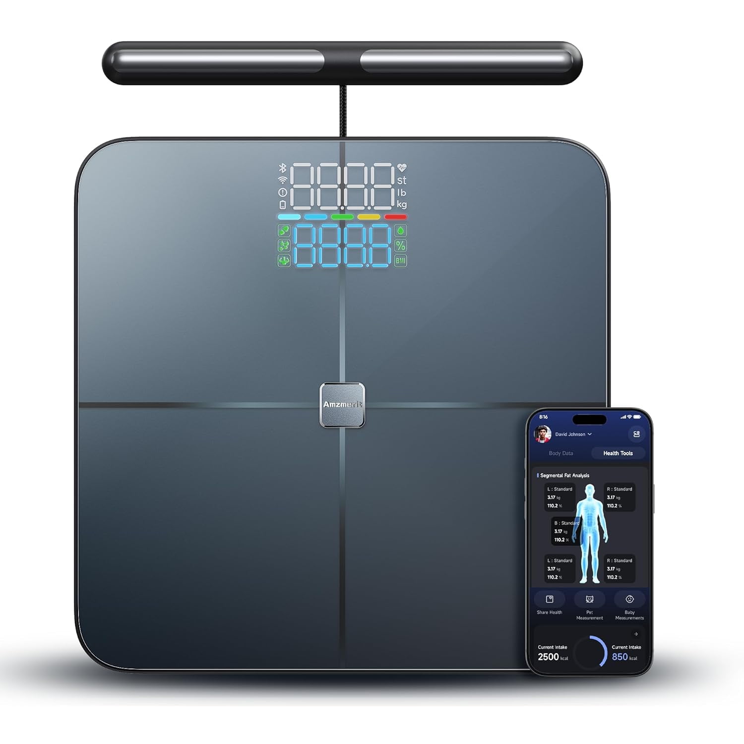 Smart Scale for Body Weight, 8-Electrode Larr Platform Digital Scale ...