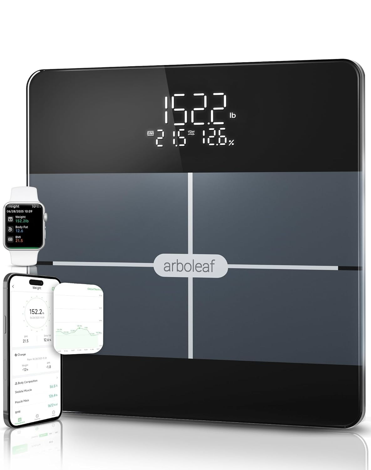 Smart Scale for Body Weight, Body Fat Scale with BMI Muscle Mass, 3-in ...
