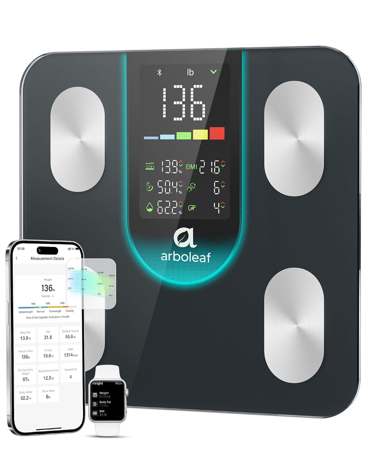 Smart Scale for Body Weight and Fat, High-Precision Digital Bathroom ...