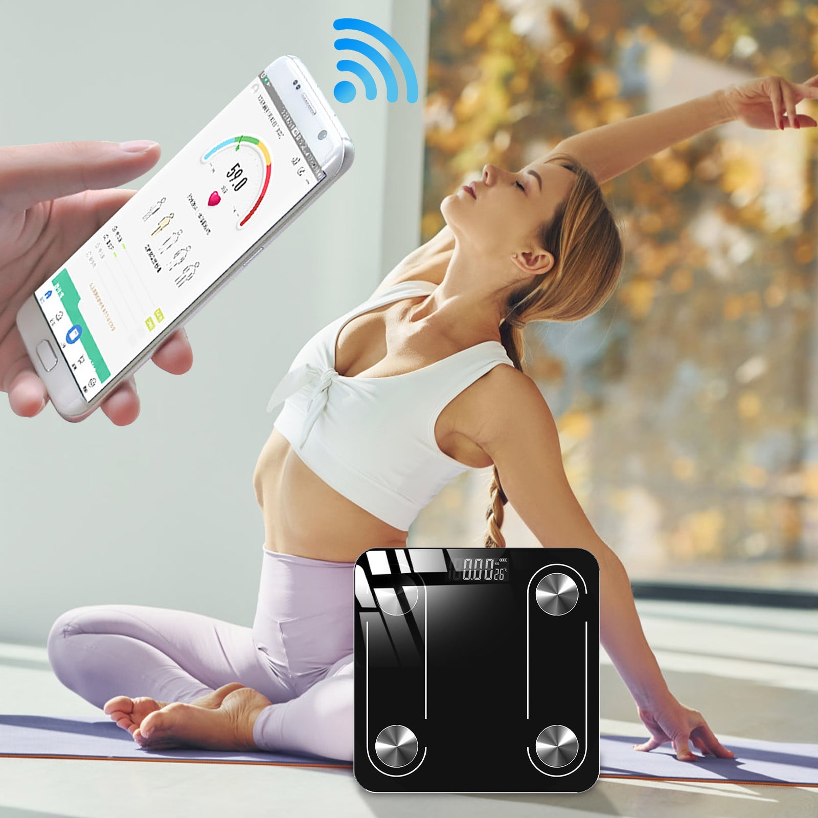 Smart Scale for Body Weight and Fat Percentage, High Accuracy Digital Bathroom Scale with Large ...