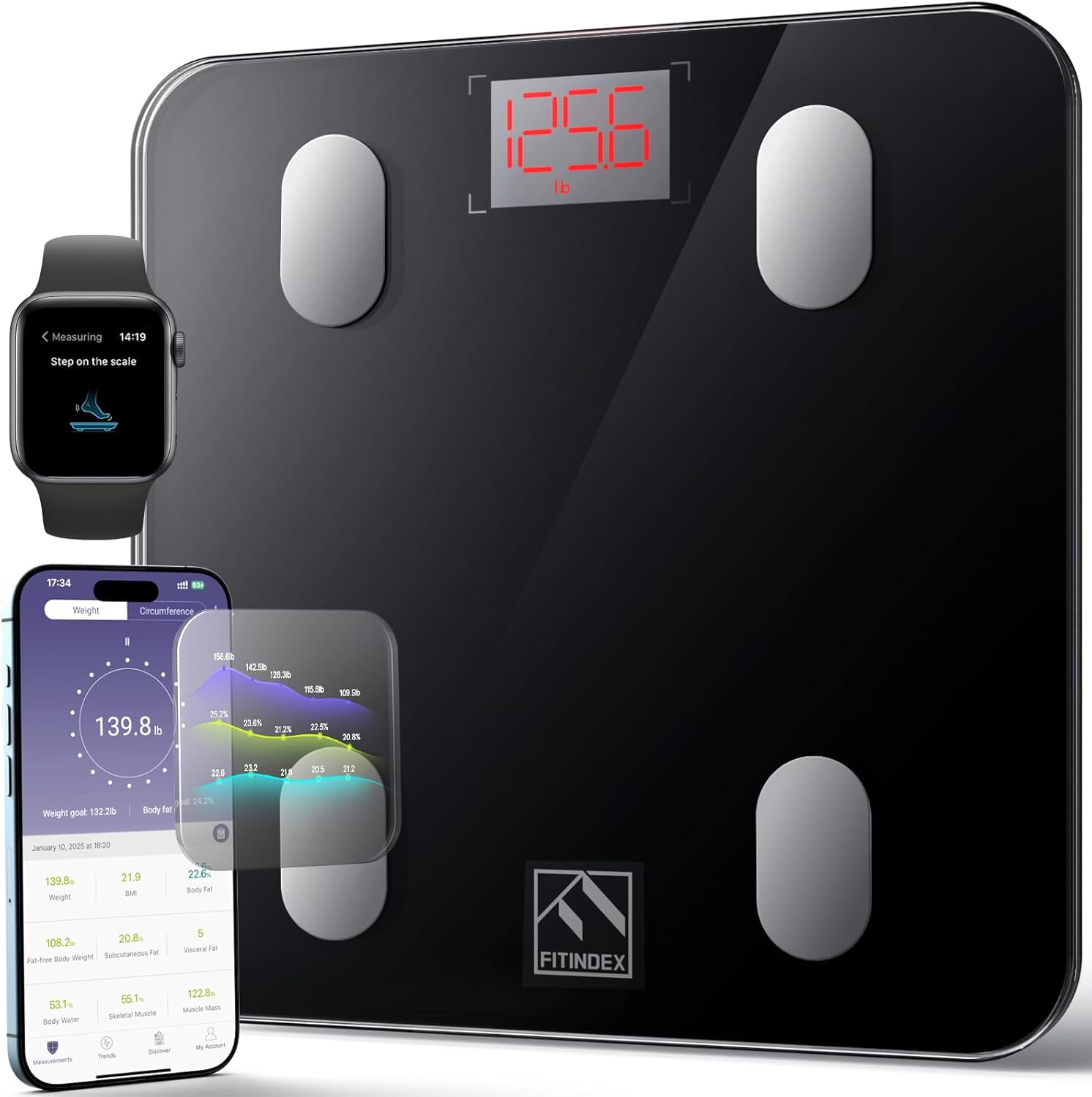 Smart Scale for Body Weight, Scale with BMI, Body Fat, Muscle Mass ...