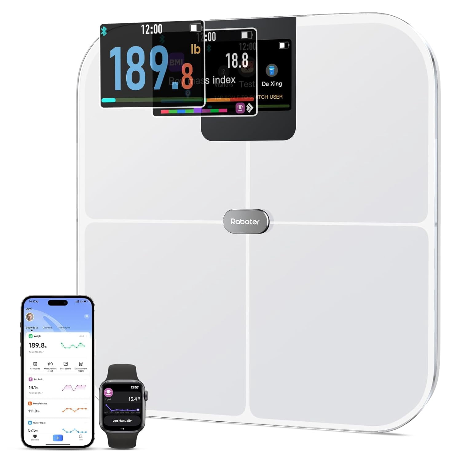 Smart Scale with Large Color Display, Digital Bathroom Scale for Body ...