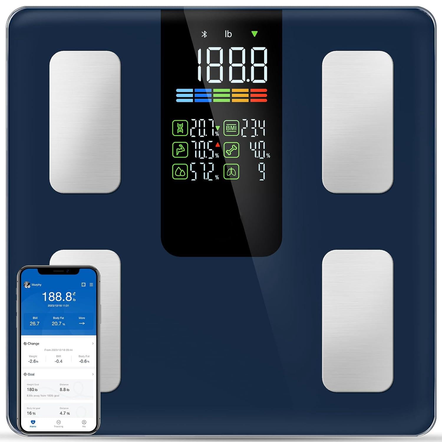Smart Scale for Body Weight, BMI, Fat, Muscle Mass, Digital Bathroom ...