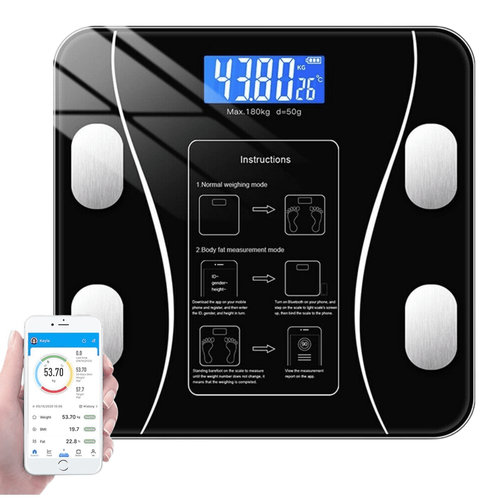 Smart Scale for Body Weight Digital Bathroom Scale BMI Bluetooth Body ...