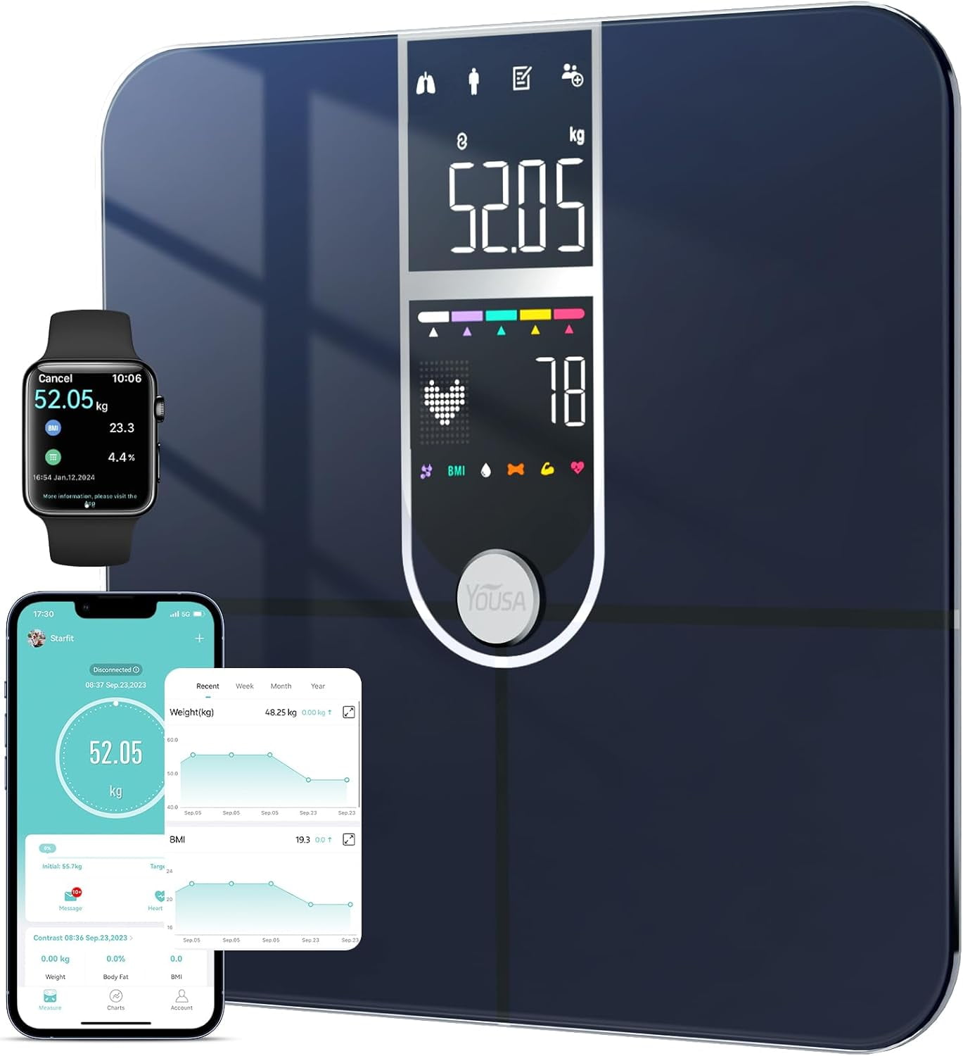 Smart Scales for Body Weight, Dual Screen Display Digital Bathroom ...