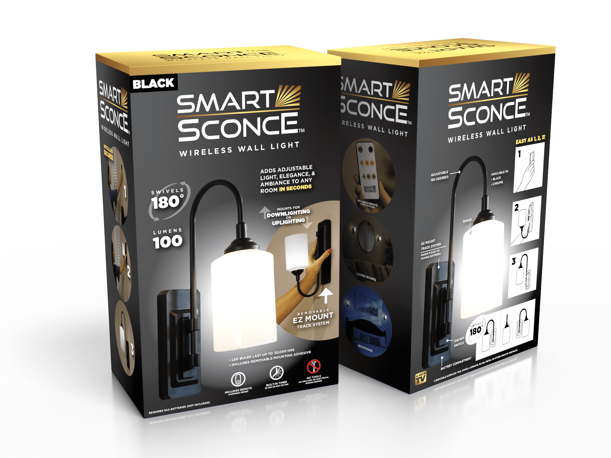 Smart Sconce Black Wireless Wall Sconce - Walmart.com