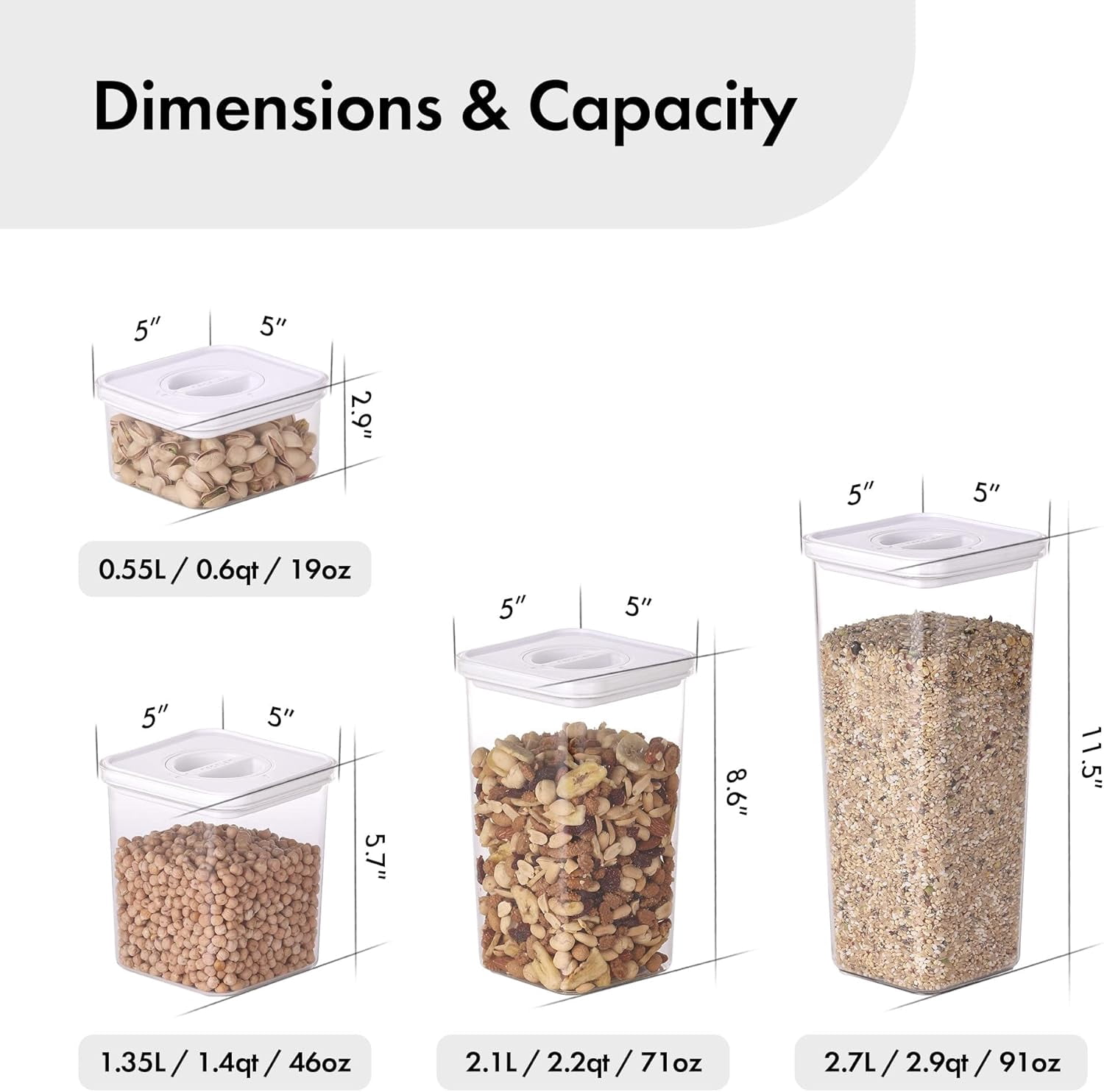 Smart Seal 8pc Patent Airtight Kitchen Pantry Canister/Organizer Clear ...