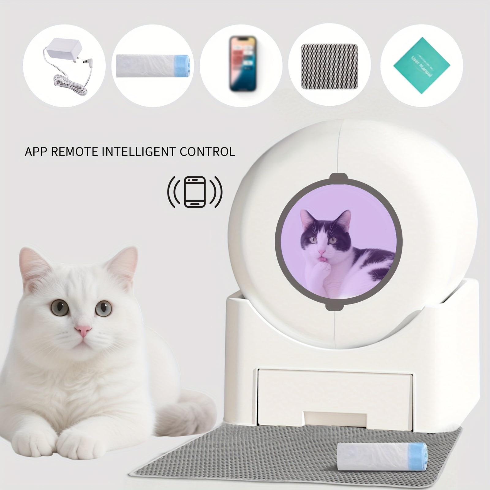 Smart Self-Cleaning Litter Box Pro - WiFi App Control Anti-Pinch XL ...