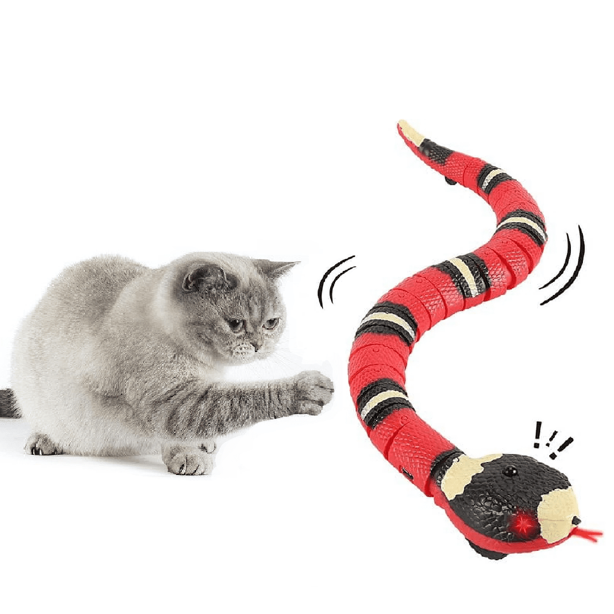 Smart Sensing Snake Cat Toy, USB Realistic Simulation Interactive Cat ...